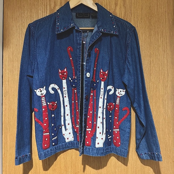 Life Style | Jackets & Coats | Cat Denim Jacket Red White And Blue Ps ...
